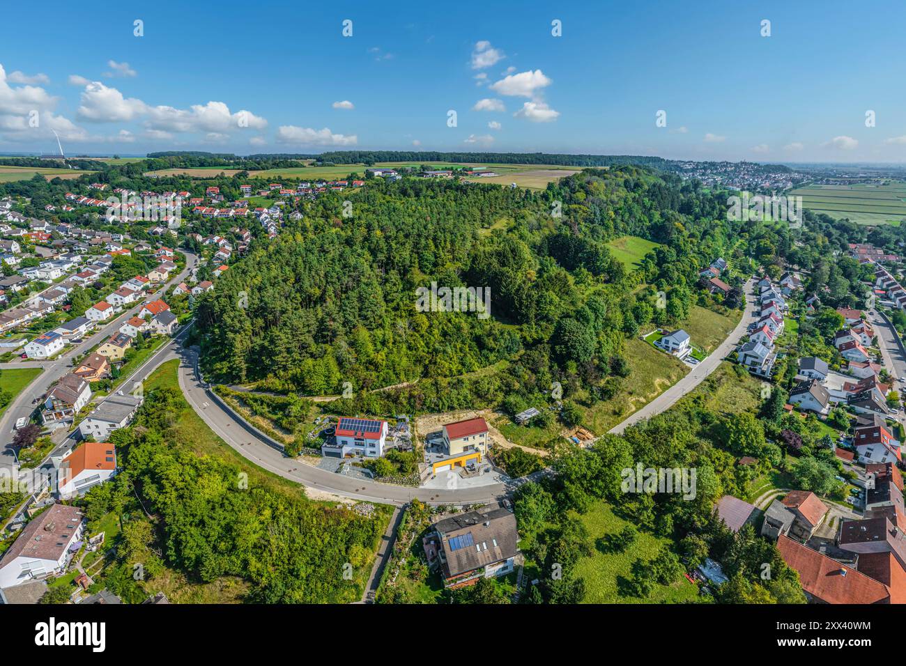 View of Thalfingen in the Bavarian-Swabian Danube valley in the ...