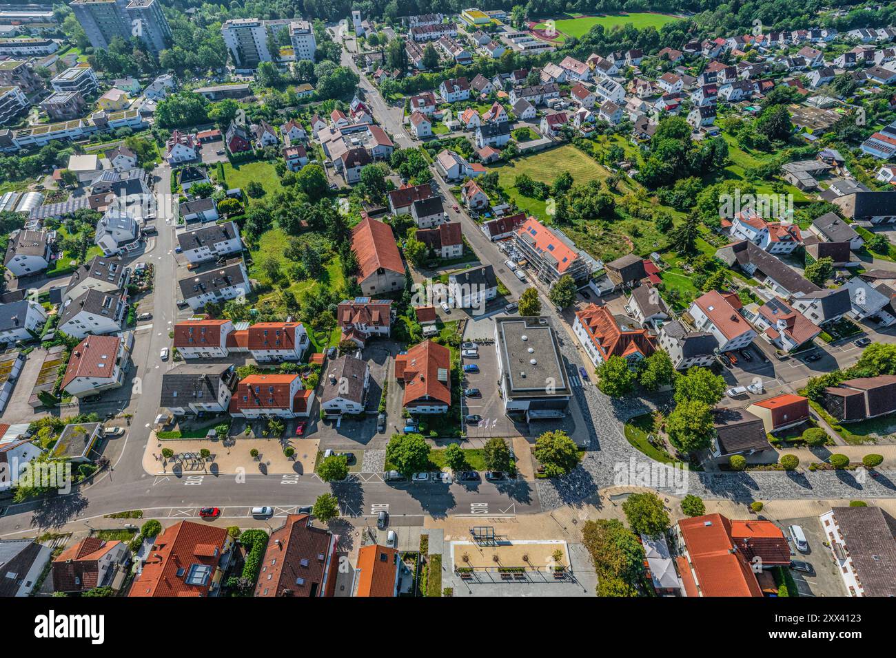 View of Thalfingen in the Bavarian-Swabian Danube valley in the ...