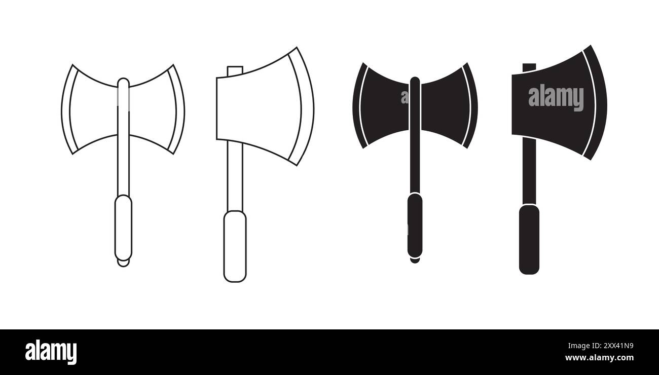 Crossed axes icon. Black silhouette. Front side view. Vector simple ...
