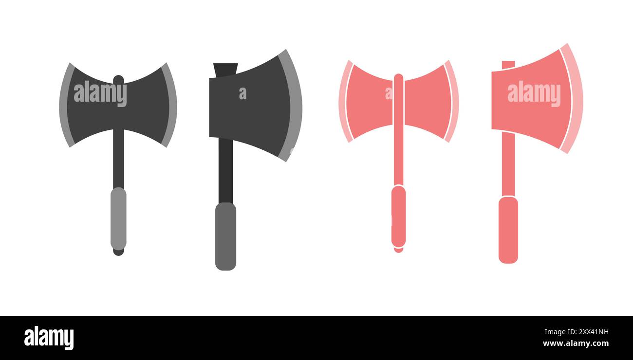 Crossed axes icon. Black silhouette. Front side view. Vector simple ...