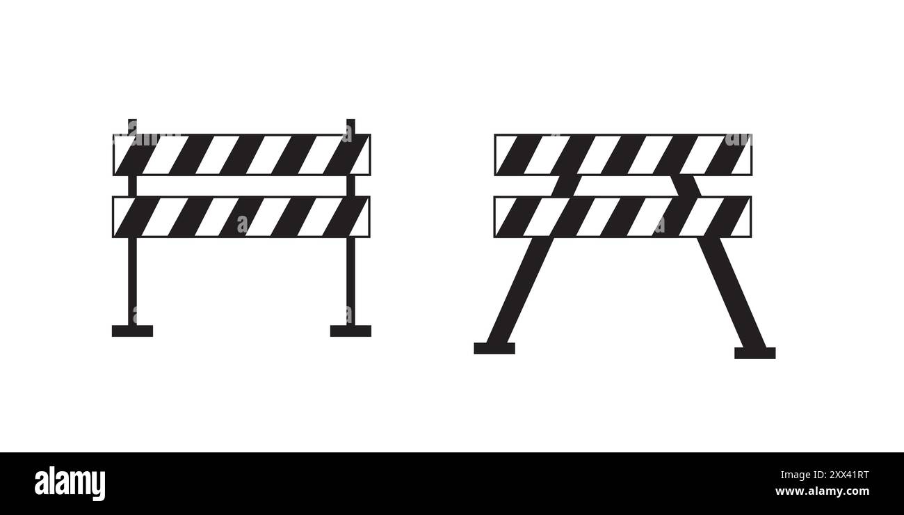 Obstruction Barrier Line Icon. Safety Blockade icon in black and white ...