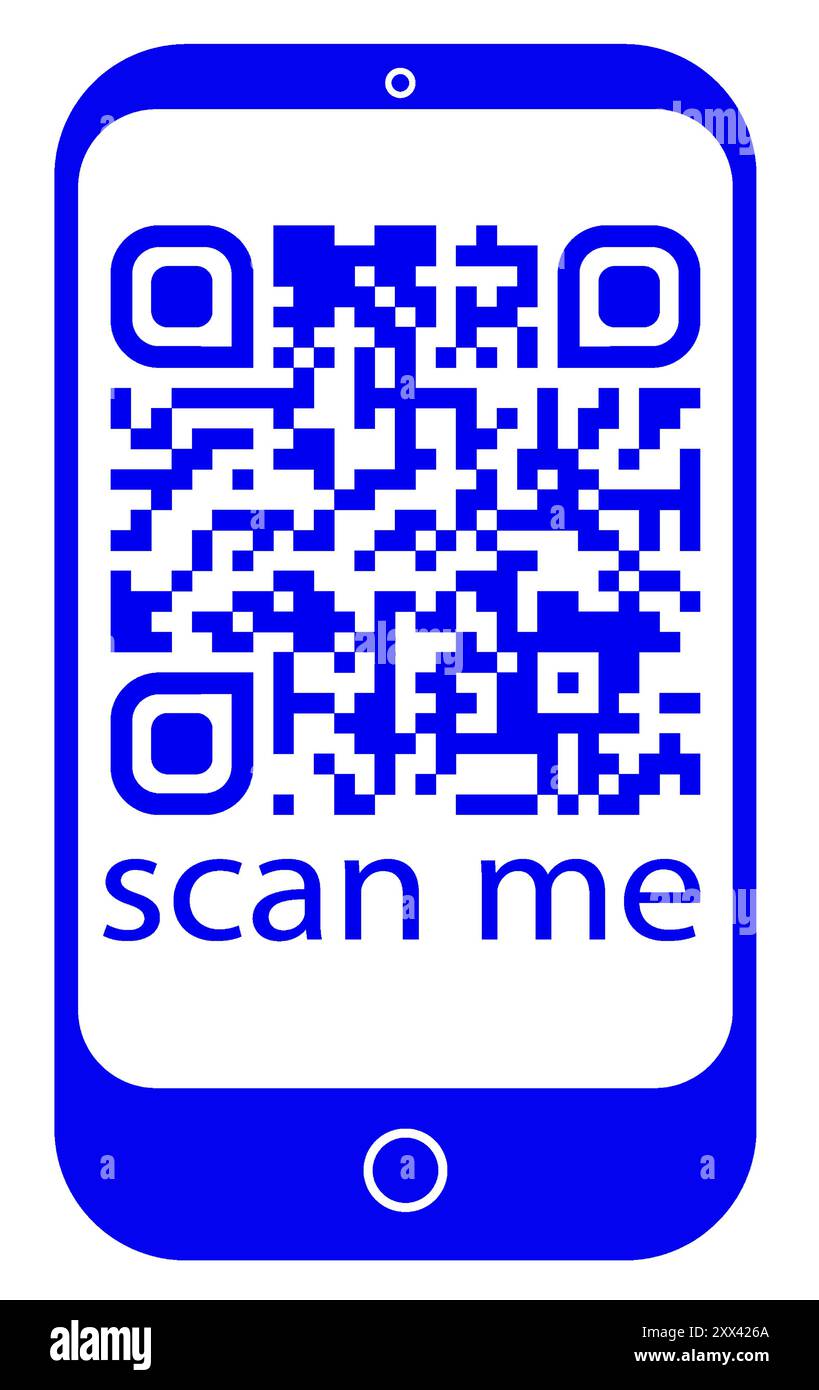 QR code displayed on smartphone screen icon with scan me text ...