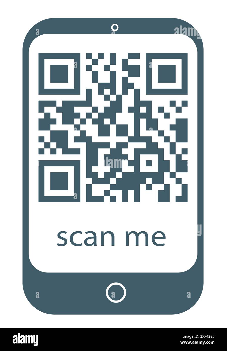 QR code displayed on smartphone screen icon with scan me text ...