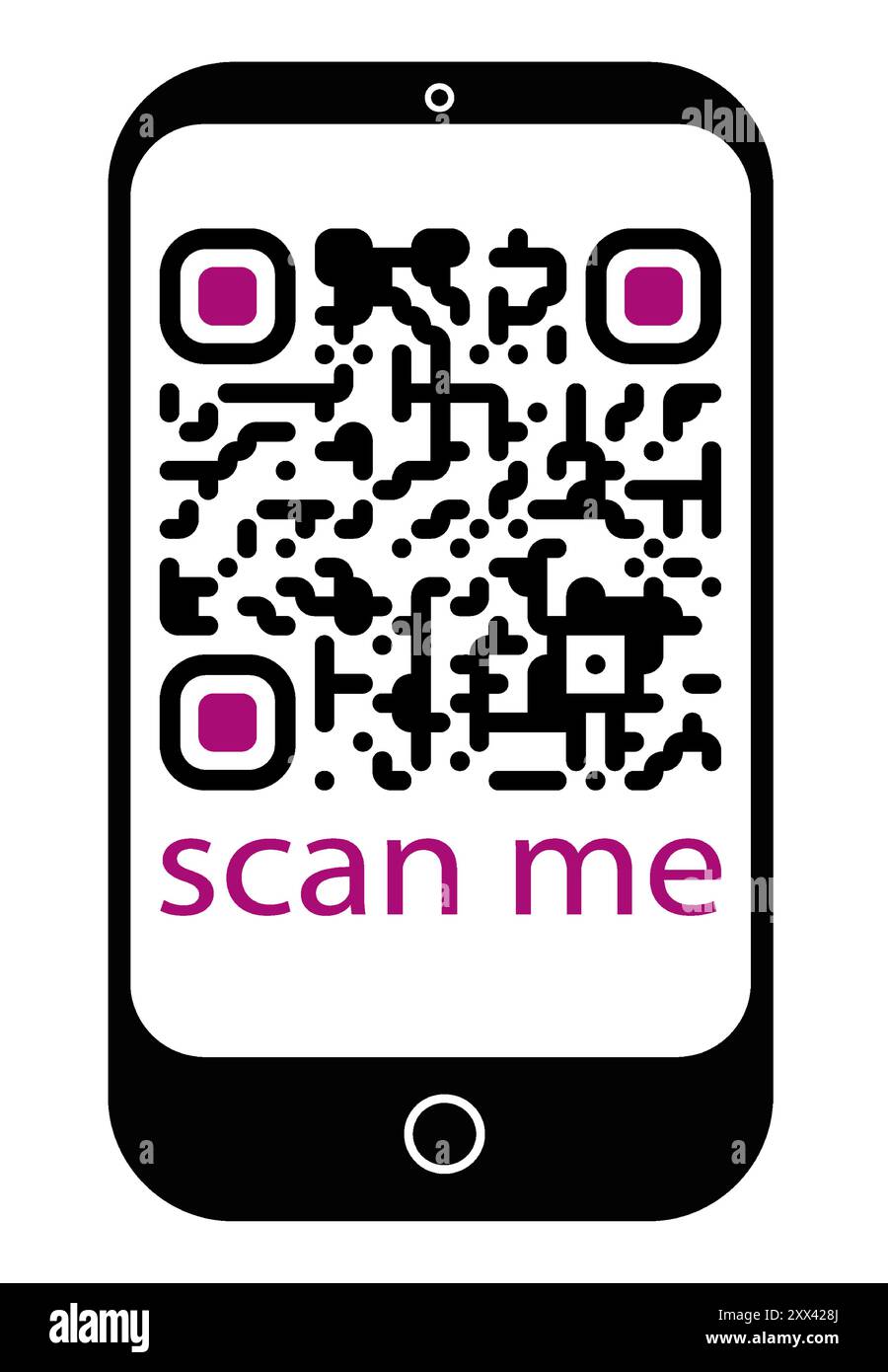 QR code displayed on smartphone screen icon with scan me text ...