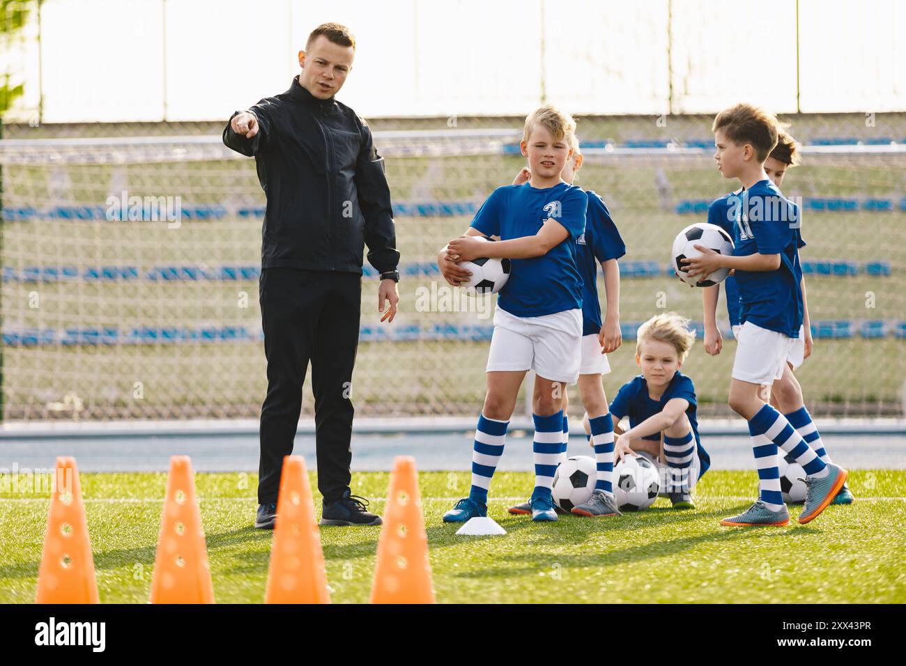 Youth Team Coach Training School Boys in Football Soccer. Soccer ...