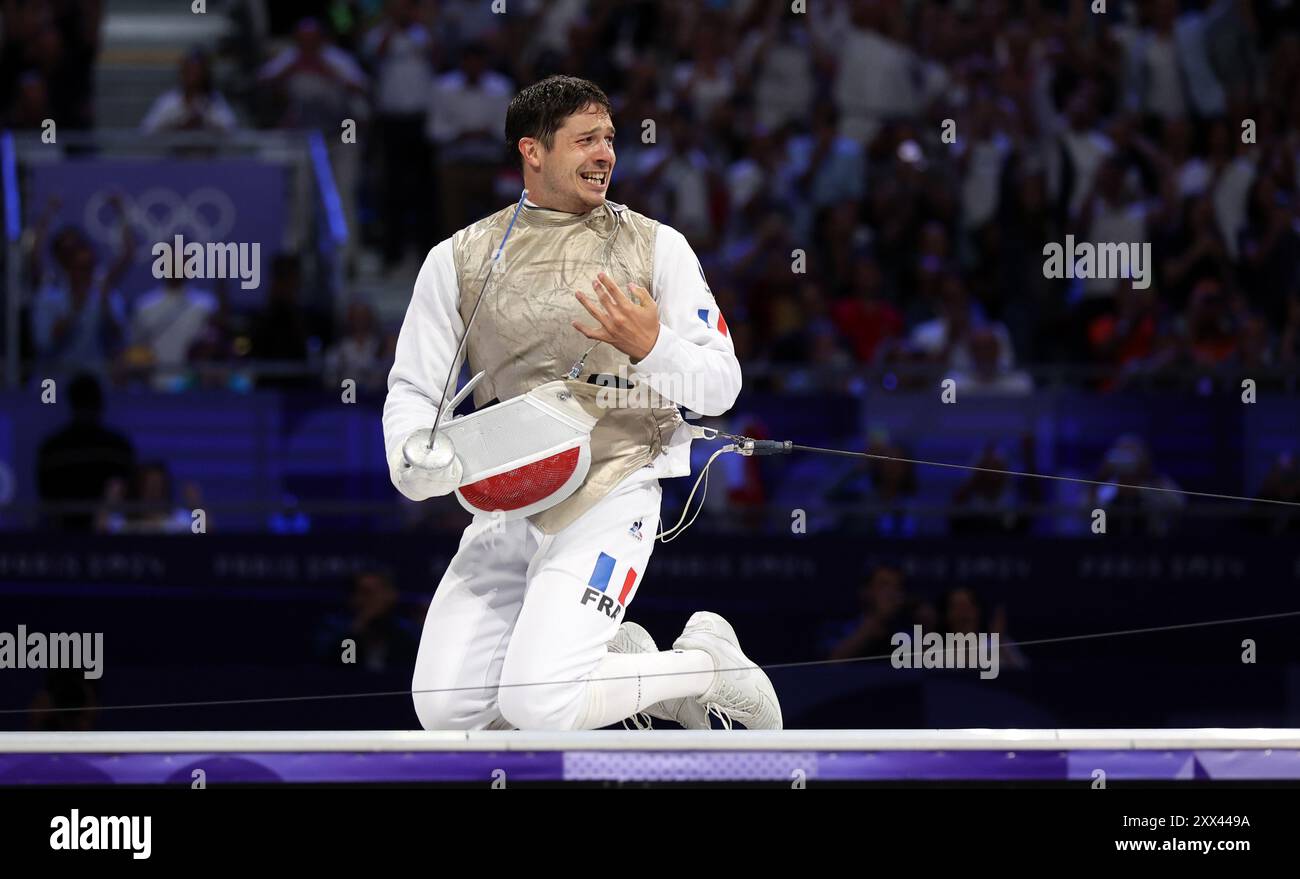 PARIS, FRANCE - AUGUST 04: PAUTY Maxime of Team France celebrates after ...