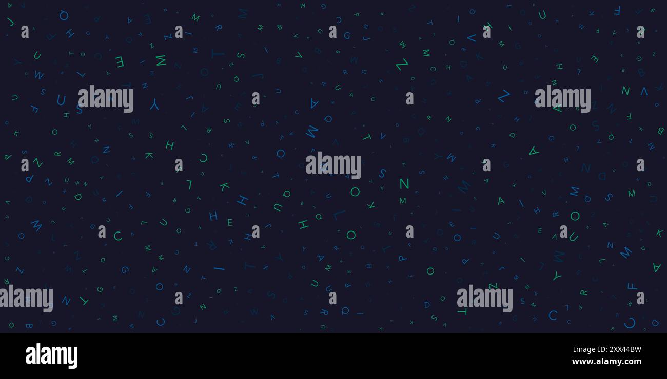 Various Dark Colorful Randomly Placed, Sized and Oriented Letters ...