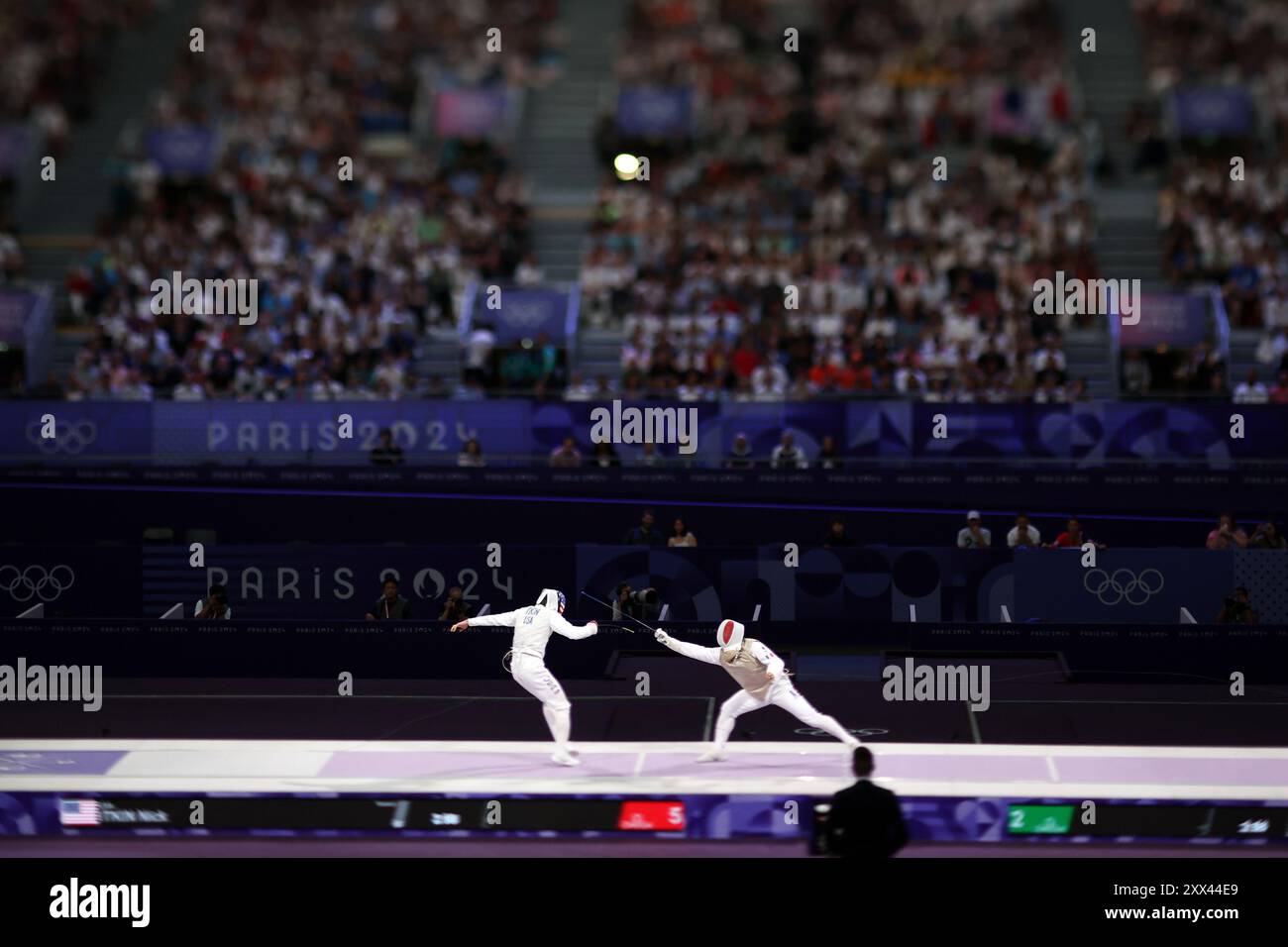 PARIS, FRANCE - AUGUST 04: (EDITORS NOTE: Image shot with a tilt-shift ...