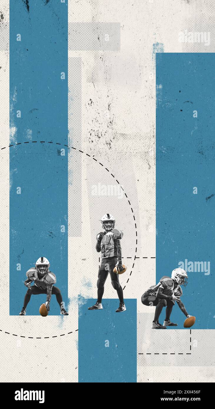 Poster. Contemporary artwork. Football players in different stances ...