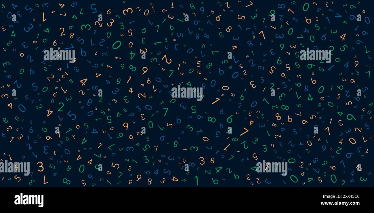 Various Colorful Randomly Placed, Sized and Oriented Numbers Patterned ...