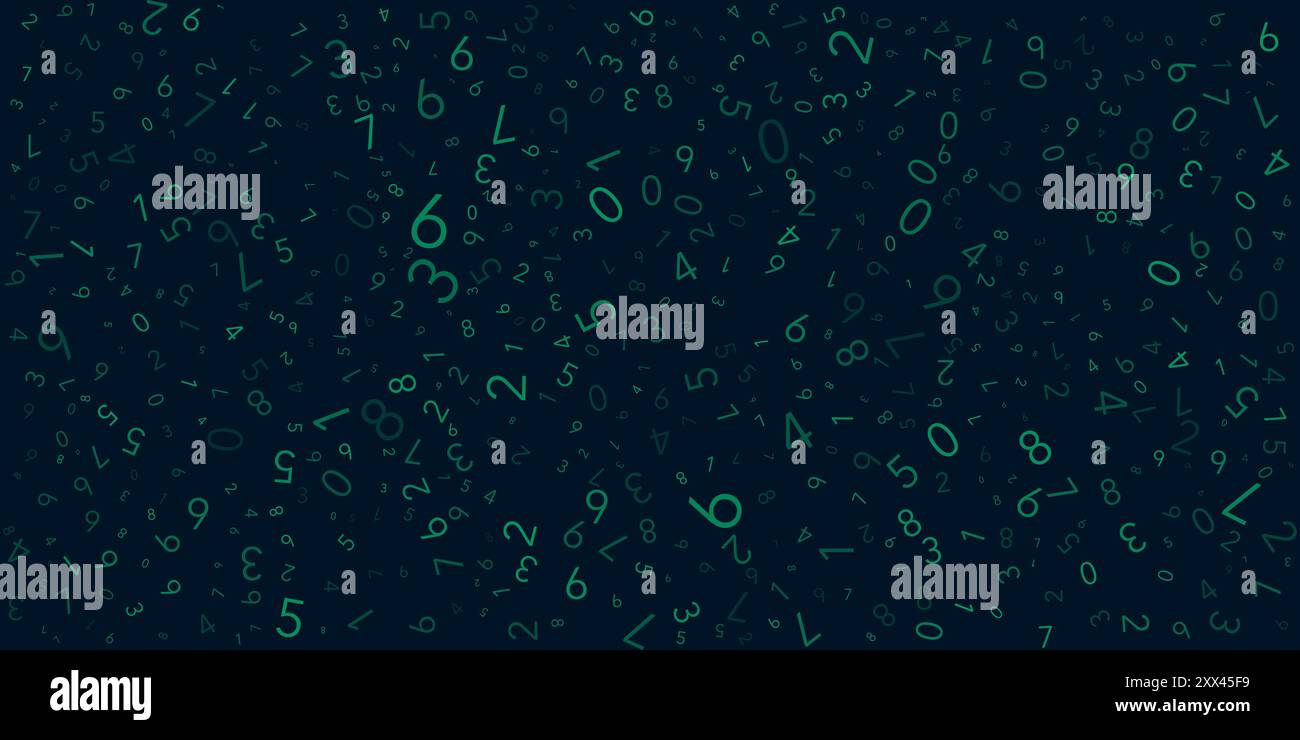 Various Dark Green Randomly Placed, Sized and Oriented Numbers Pattern ...