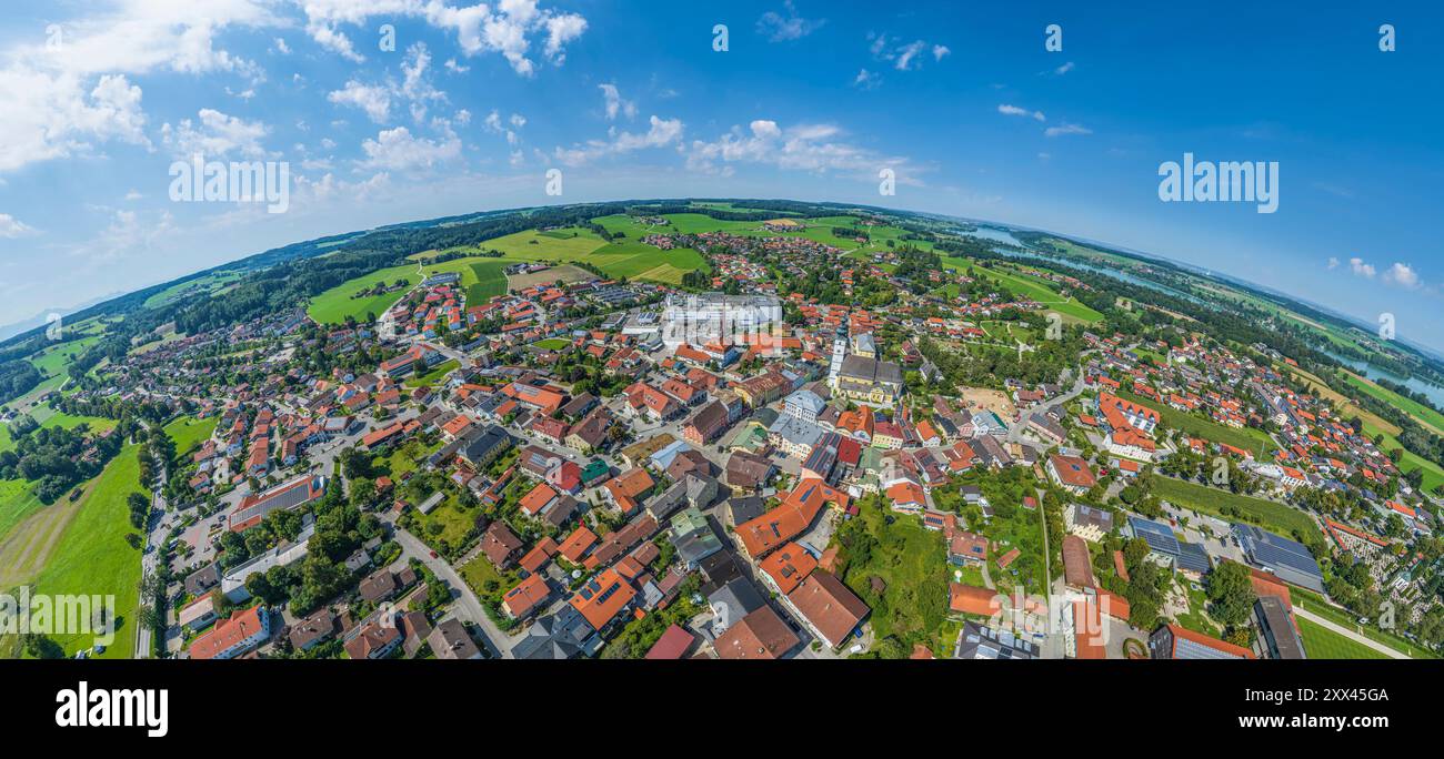 Aerial view of the market village of Waging am See in Rupertiwinkel in ...