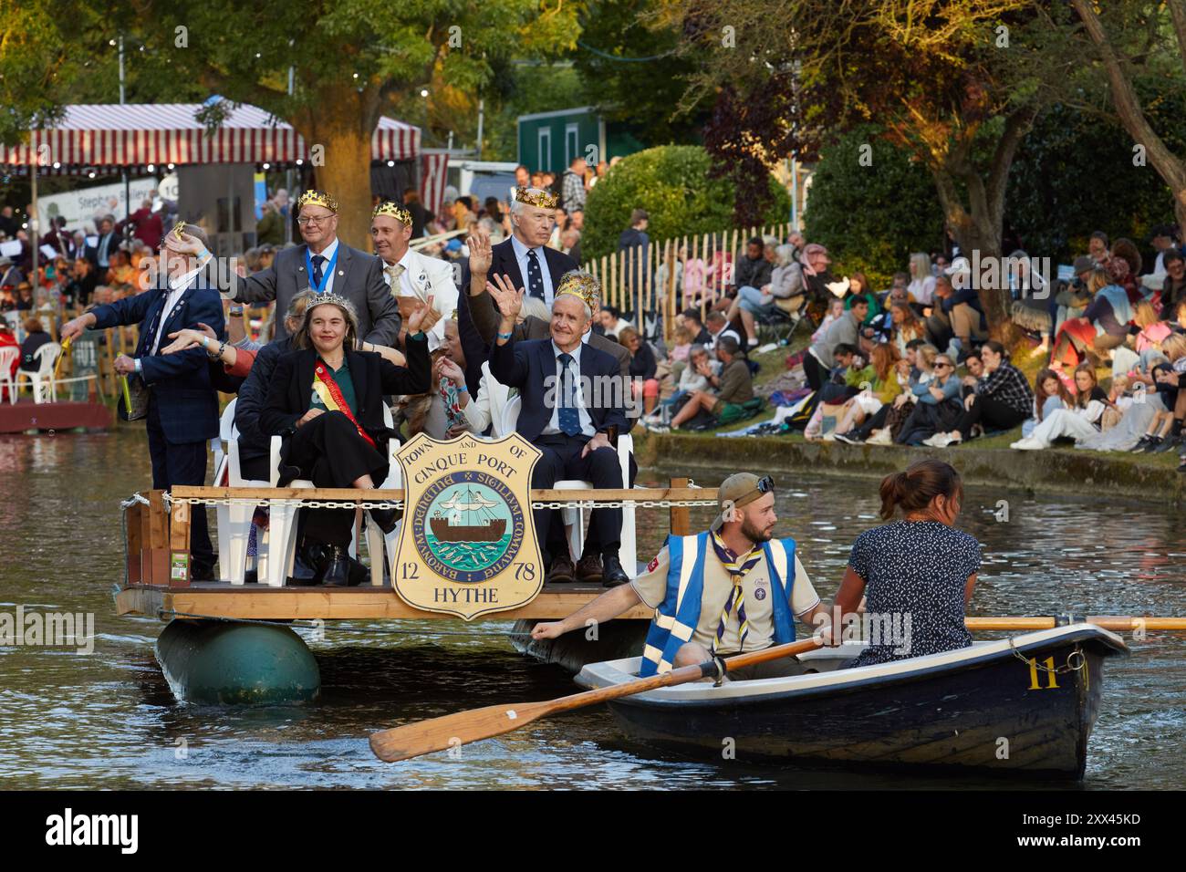The Hop Queen of Poperinge rides on a float with other representatives ...