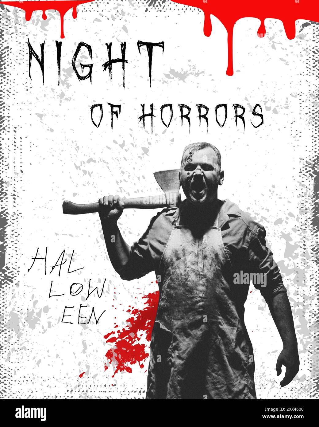 Creepy male figure with blood, wielding axe, ready to unleash terror ...