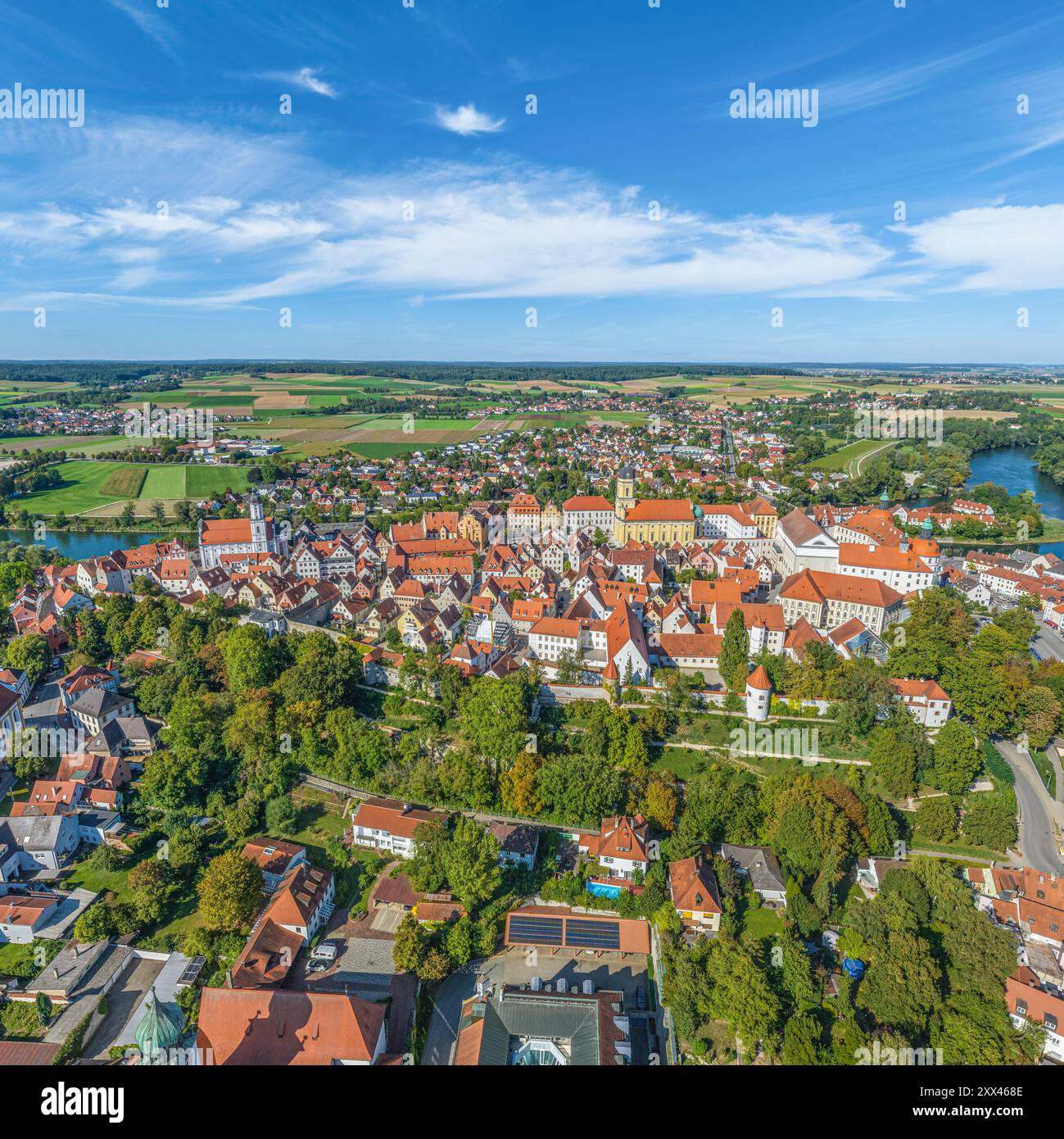 Aerial view of the town of Neuburg on the Danube in Upper Bavaria Stock ...