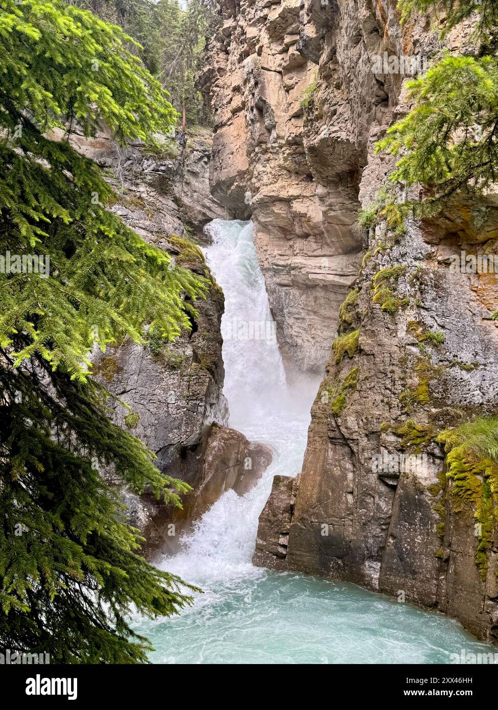 Water repels down Johnston Canyon Falls in Banff National Park, AB ...