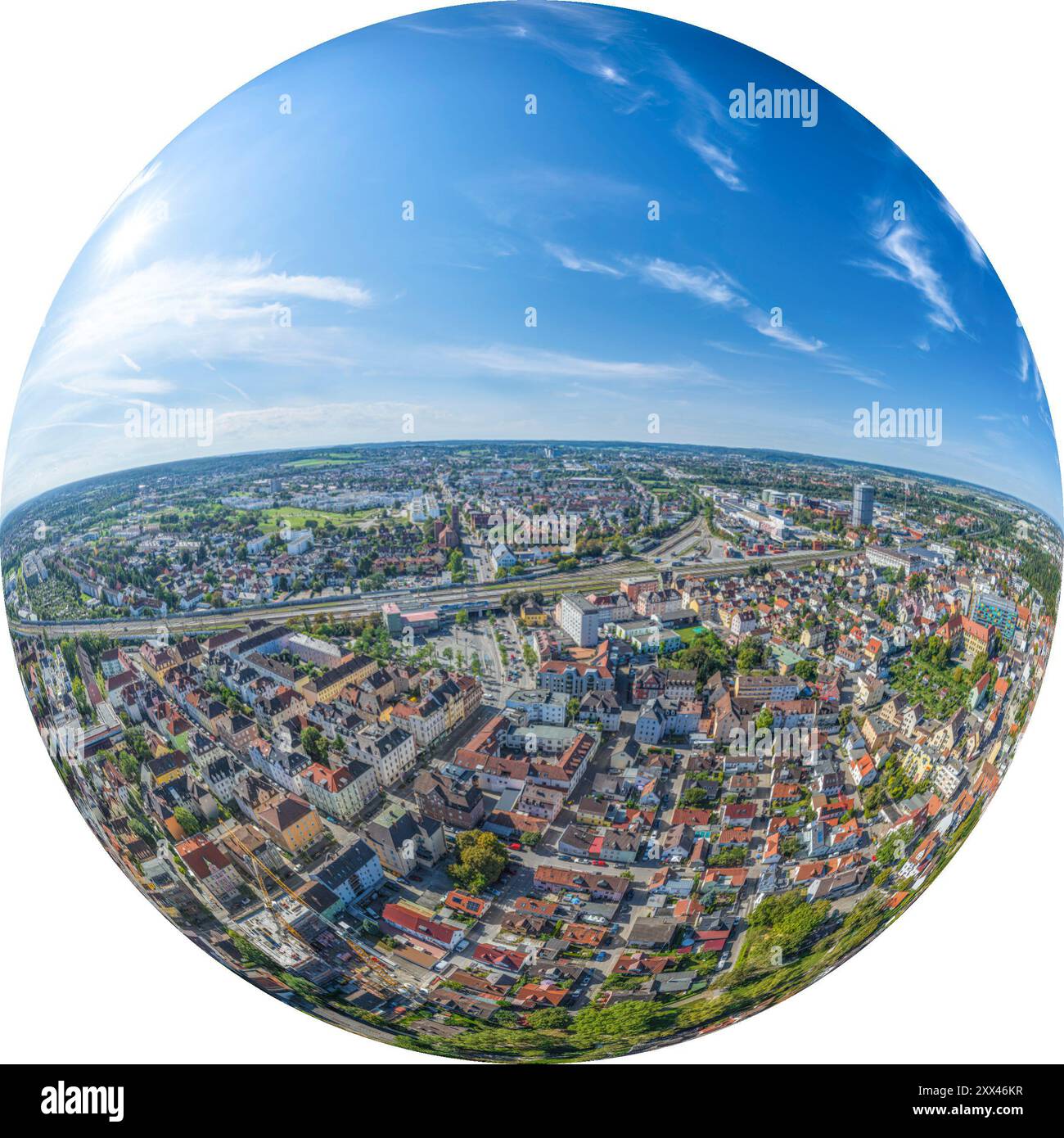 Aerial view of the Oberhausen district of the Swabian World Heritage ...