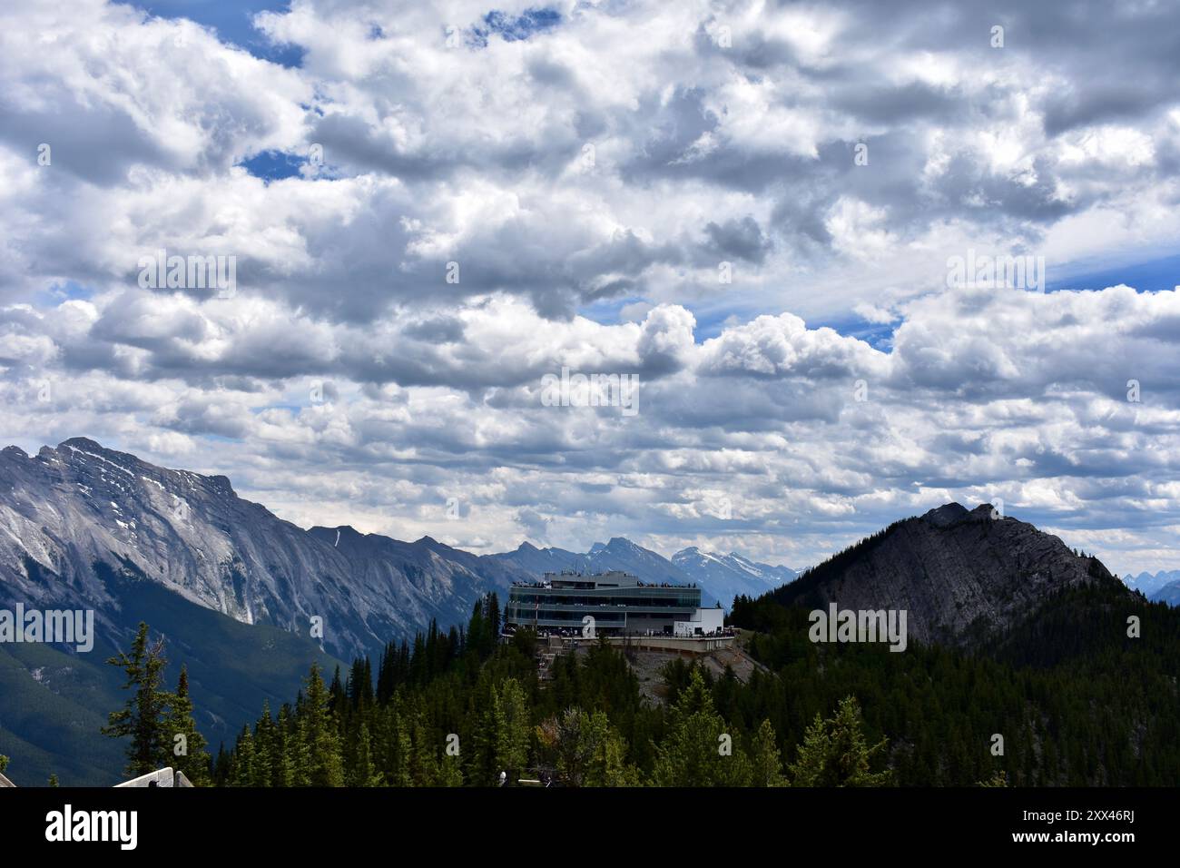 Observatory sits on top of Sulphur Mountain in Banff, AB Stock Photo ...