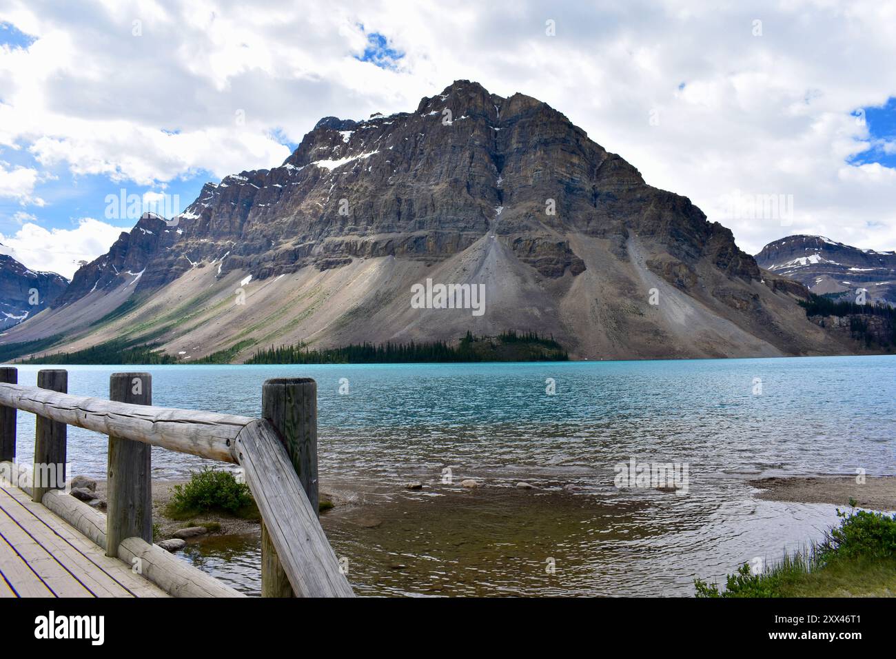A panoramic view of Bow Lake in Banff National Park, AB Stock Photo - Alamy