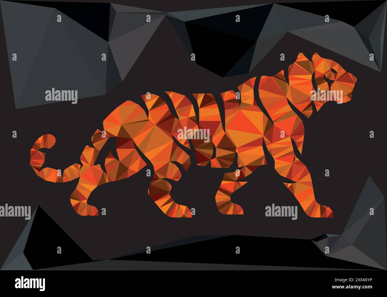 Polygon Tiger abstract shapes black background geometric triangle ...