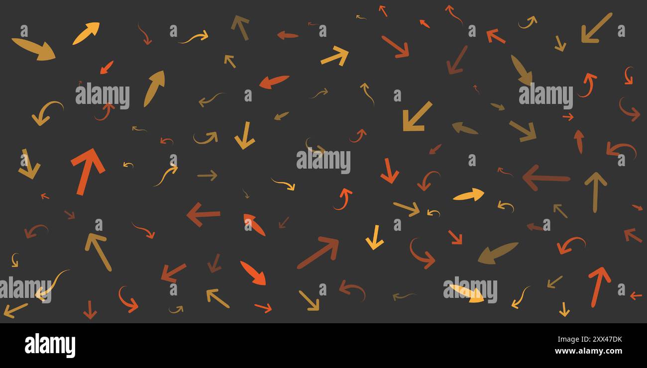 Various Randomly Placed, Colored and Shaped Brown 3D Arrow Symbols ...