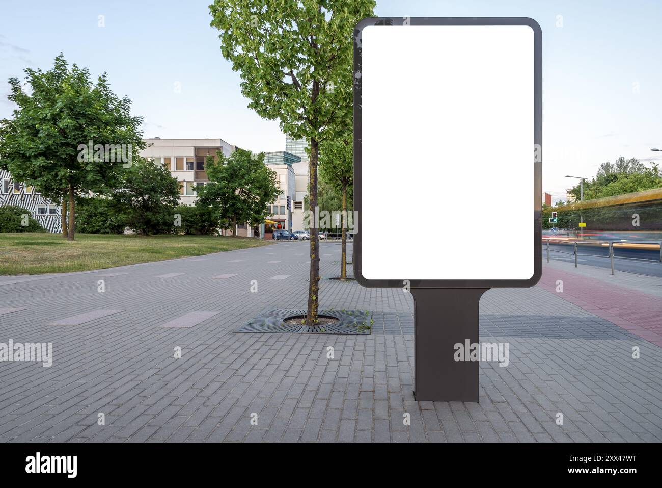 Blank Mockup Of Vertical Outdoor Poster Billboard On City Background ...