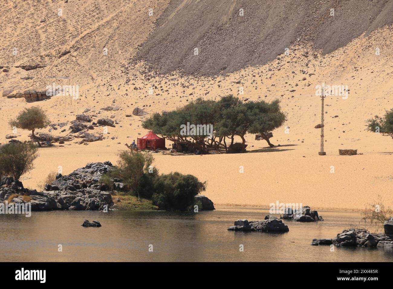 Desert with coast of Nile river in Aswan - Egypt Stock Photo - Alamy
