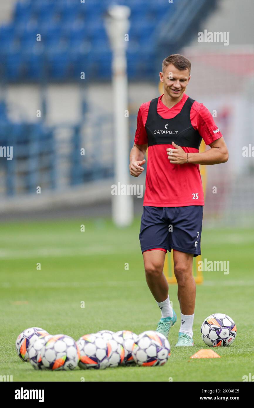Krakow, Poland. 21st Aug, 2024. Bartosz Jaroch of Wisla Krakow seen ...