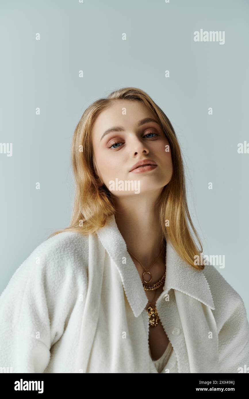 Blonde beautiful woman looks camera hi-res stock photography and images ...