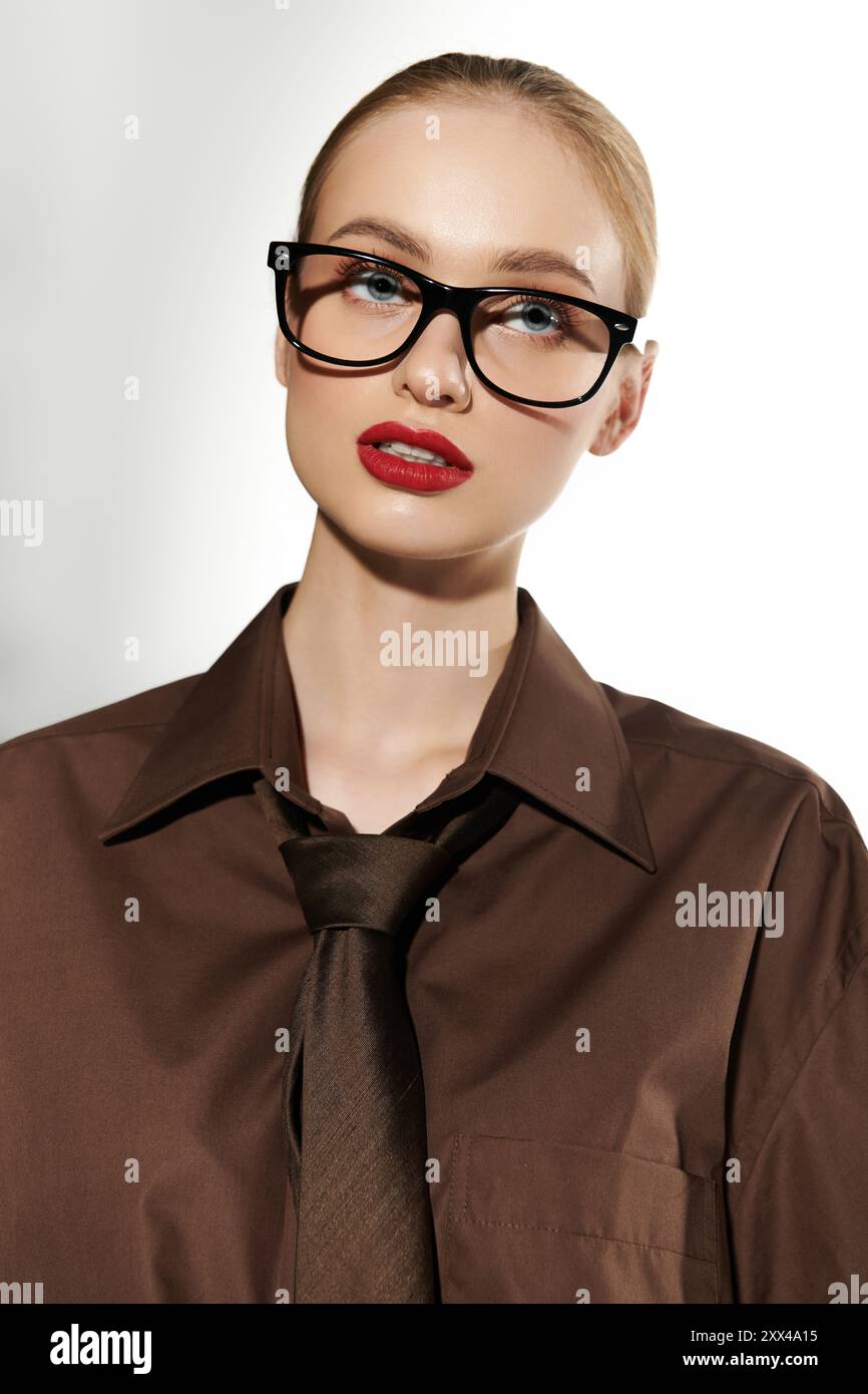 Woman poses camera in studio hi-res stock photography and images - Alamy