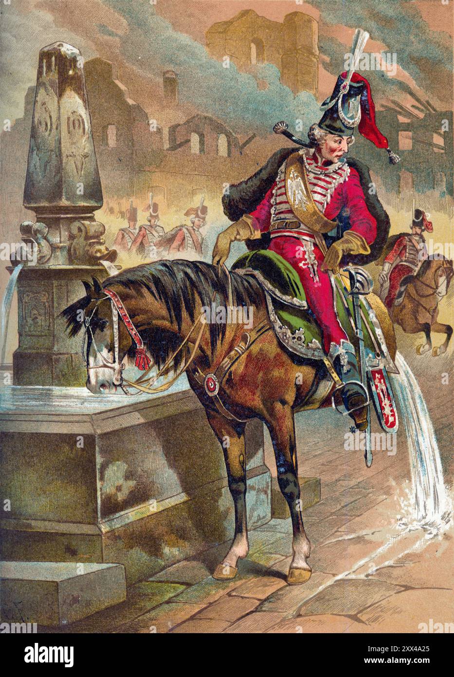Baron Munchausen, lithograph by Gottfried Franz, published in 1900 ...