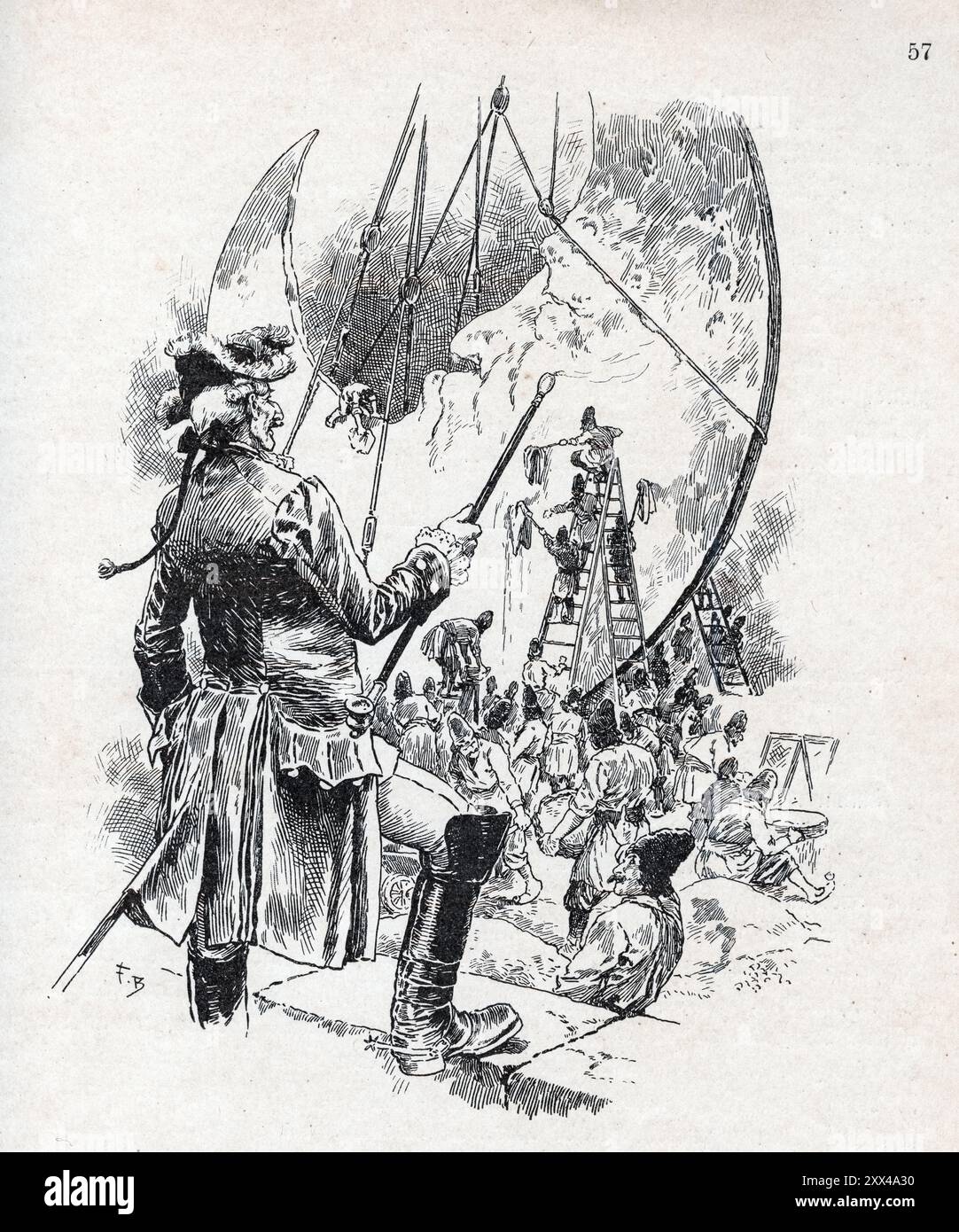Baron Munchausen, lithograph by Gottfried Franz, published in 1900 ...
