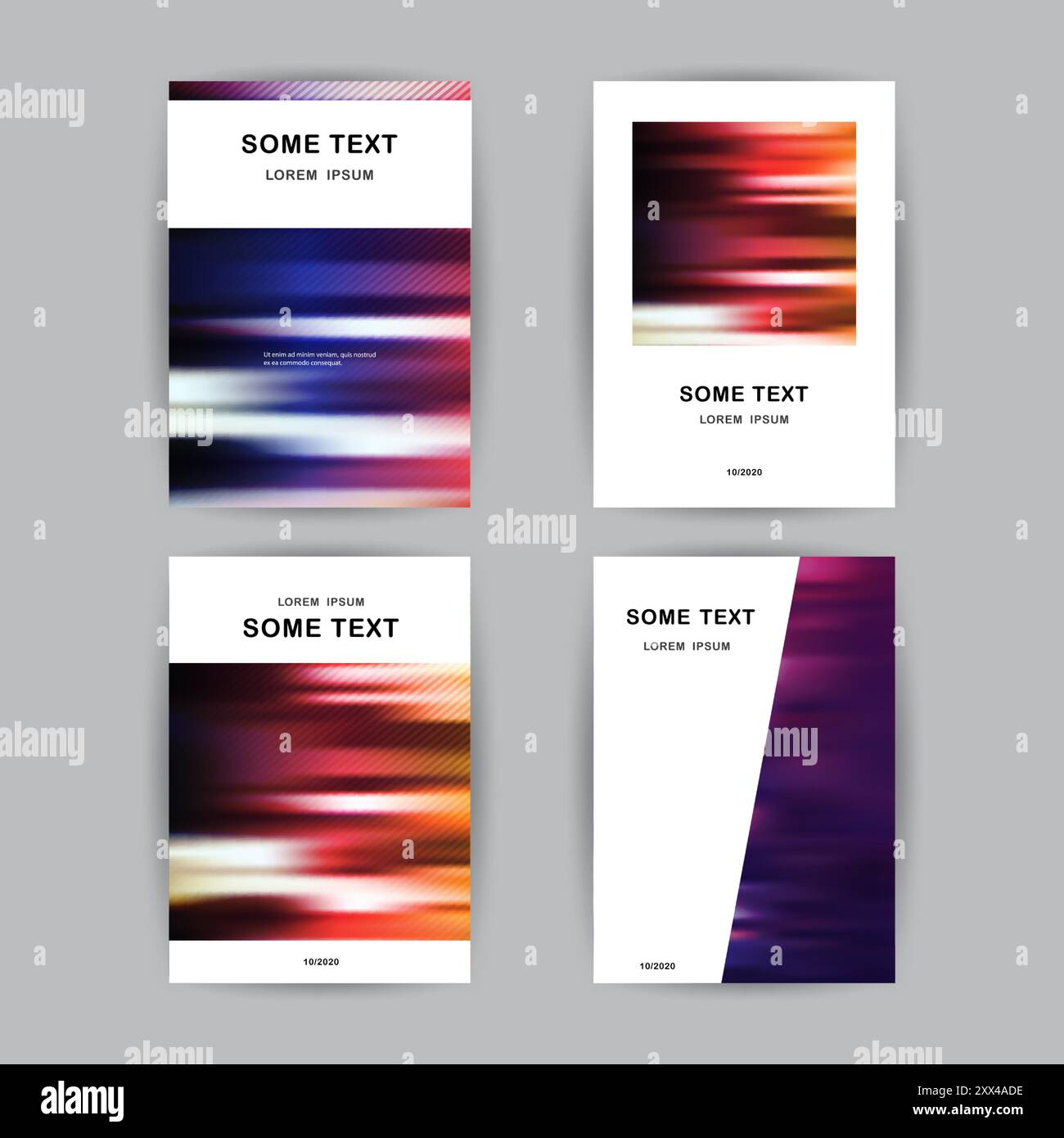 Set of 4 Flyer, Card or Banner Designs with Abstract Blue, Orange and ...