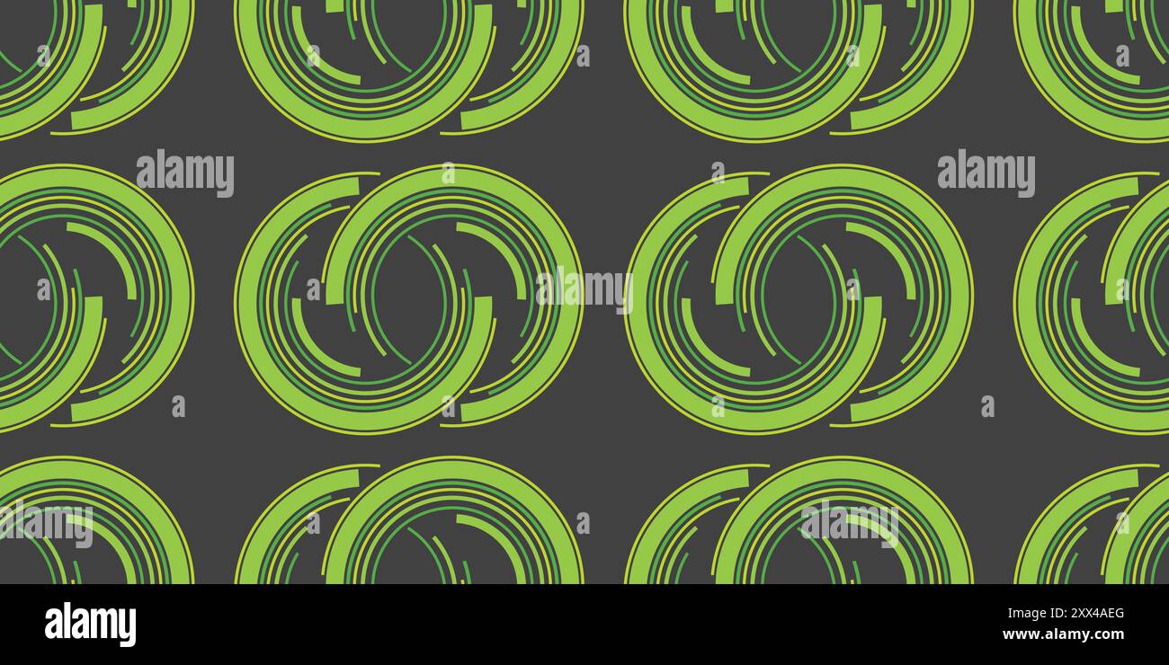 Abstract Dark Green Vintage Style Coupled Half Circles Pattern ...