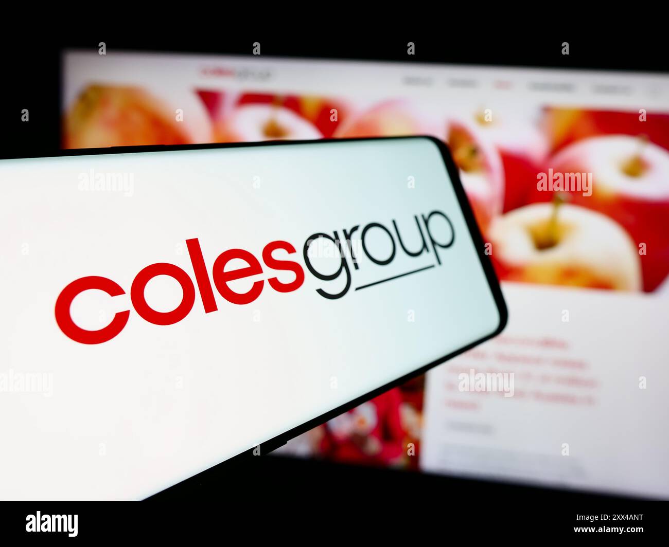 Mobile phone with logo of Australian retail company Coles Group Limited ...