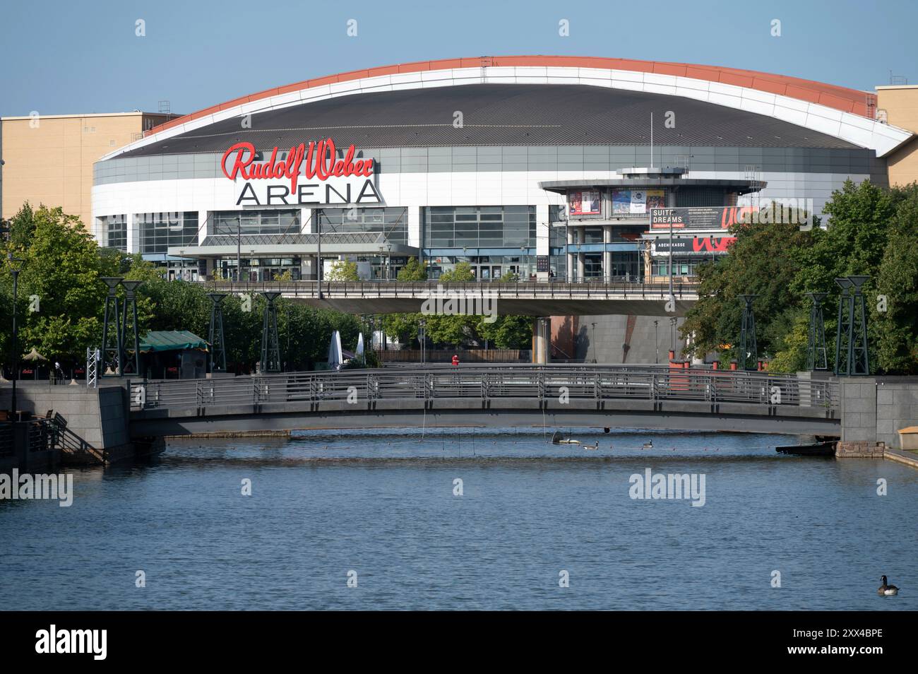 View of the Rudolf Weber Arena, event hall, with water surface, Centro ...