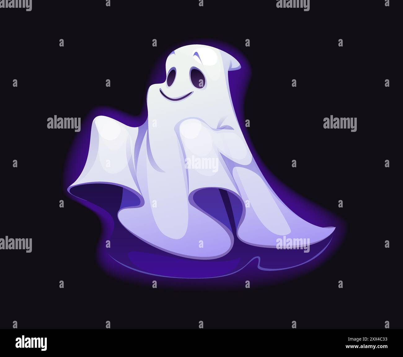 Cartoon Halloween ghost character, scary spooky personage, horror evil ...