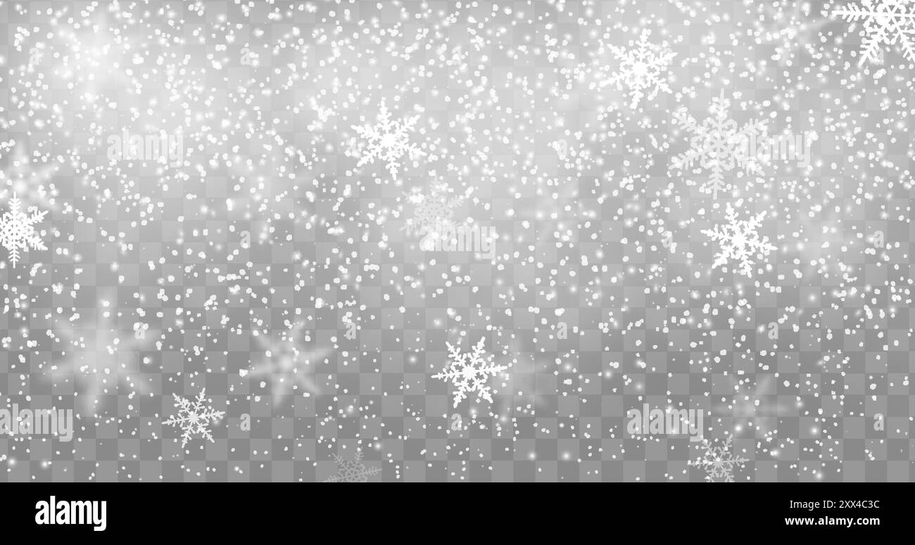 Christmas snowfall effect. Realistic winter snowflakes overlay ...