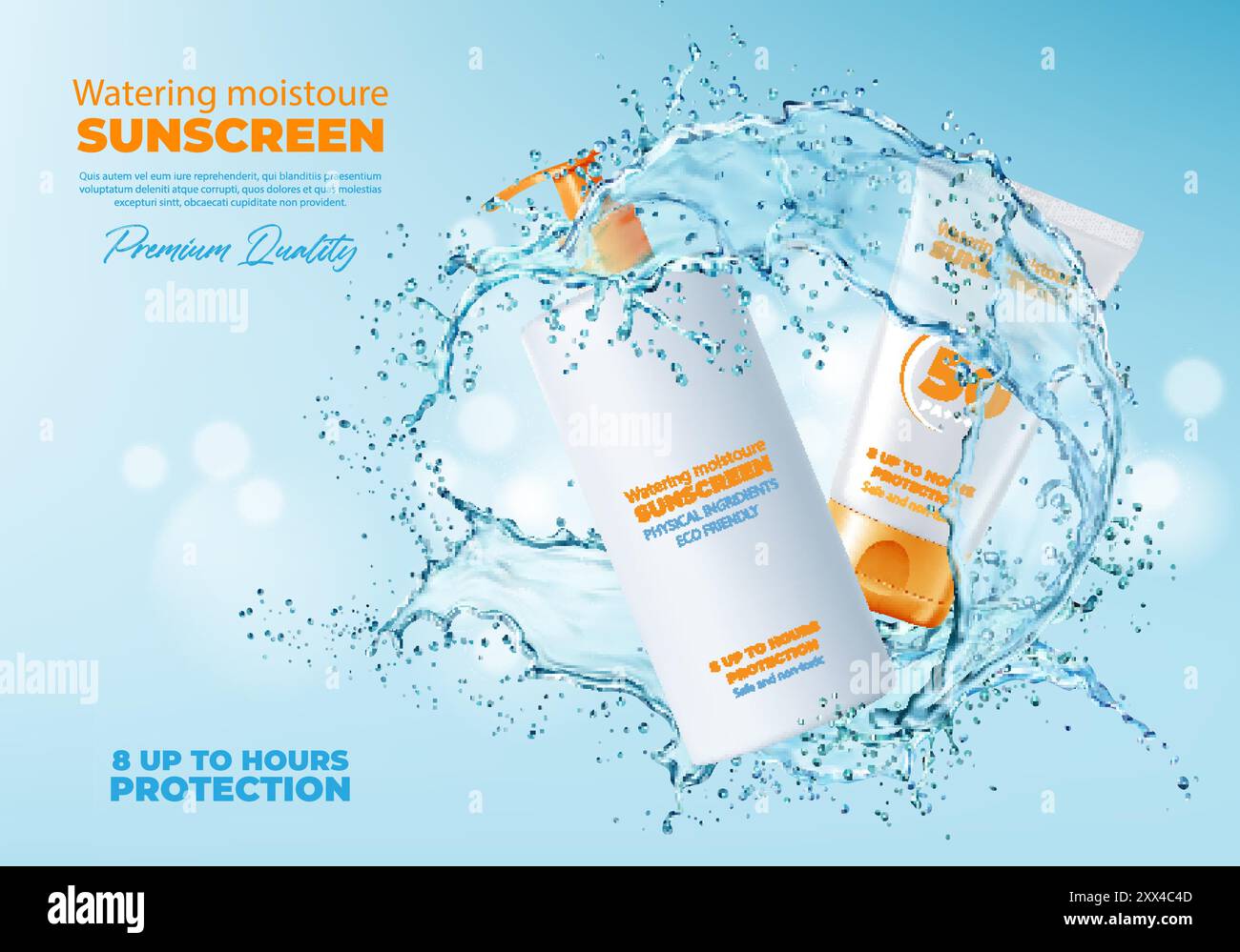 Water bottle splash with sun light Stock Vector Images - Alamy