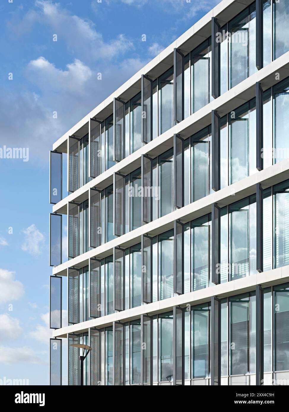 Detail of building facade with metal fins. Building 1180, Reading ...