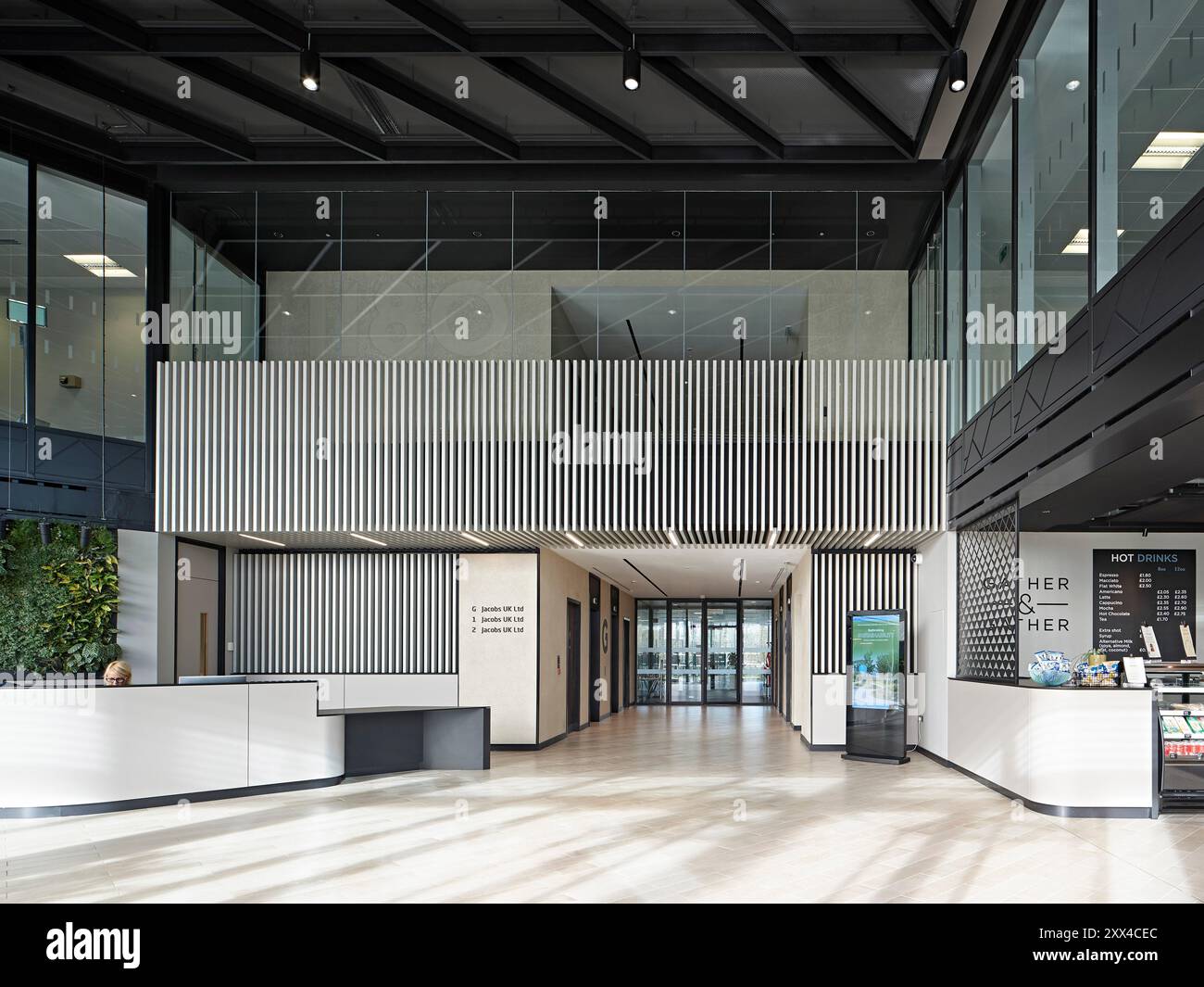 Entrance foyer with reception desk and cafe. Building 1180, Reading ...