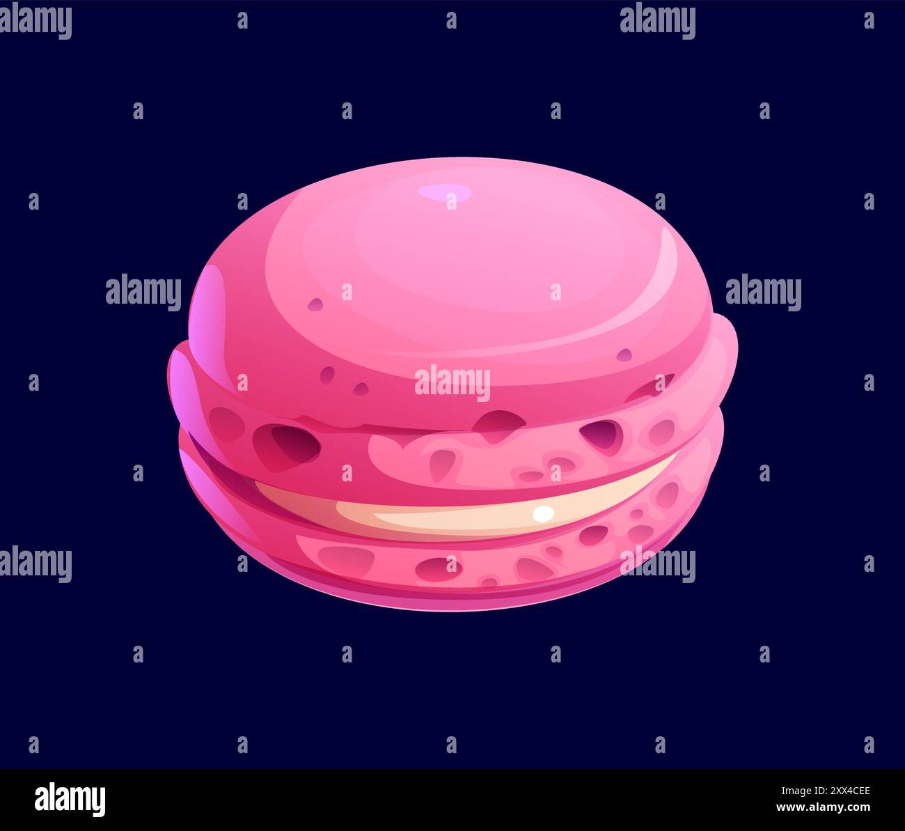 Cartoon pink macaron confectionery and sweet pastry. Vector dessert ...