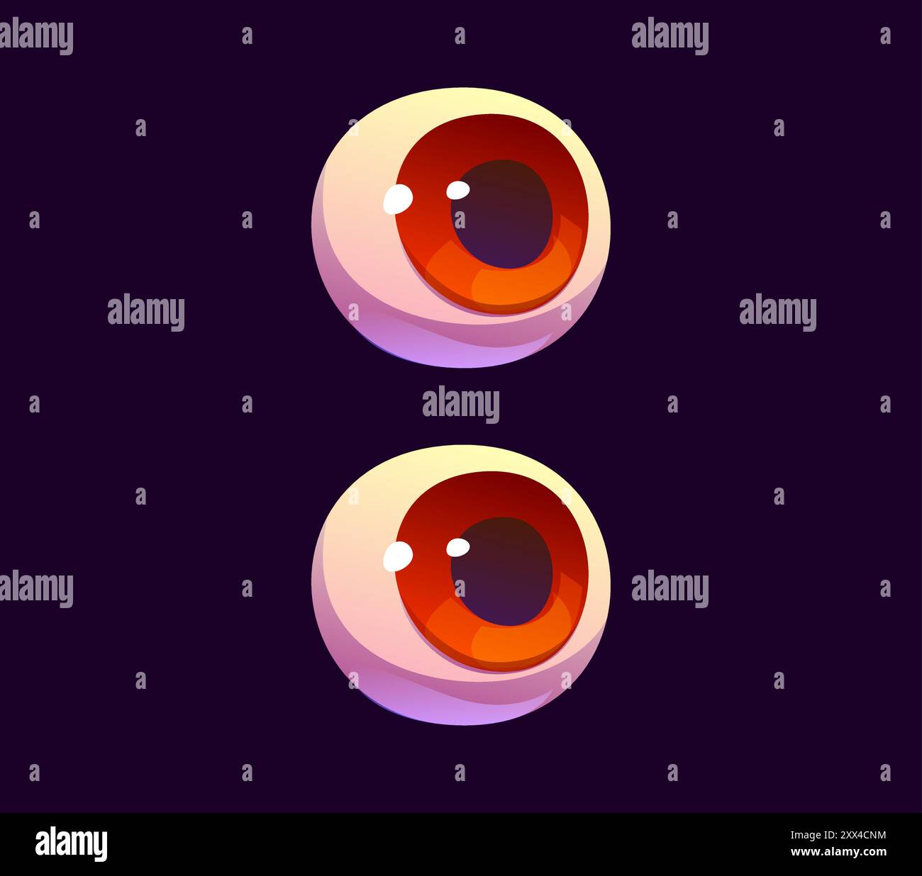 Halloween font, cartoon colon sign as two eyeballs with red pupils ...
