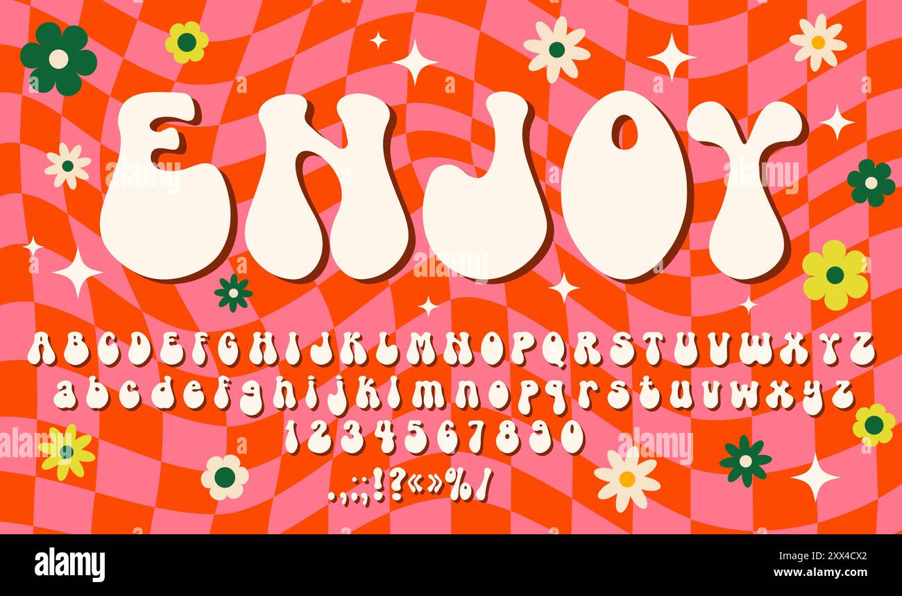 70s groovy psychedelic font, 60s trippy typeface, funky hippy type ...