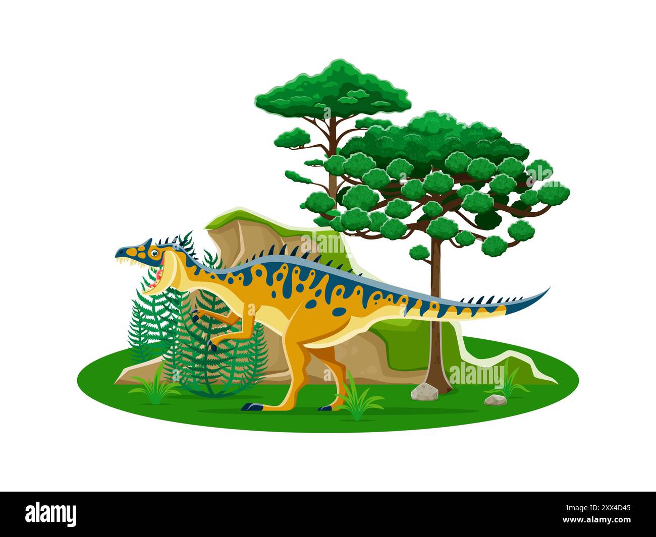 Neovenator Prehistoric dinosaur character in a lush prehistoric forest natural habitat with ...