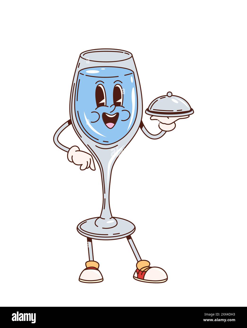 Groovy retro wine glass, cartoon kitchenware or kitchen glassware ...
