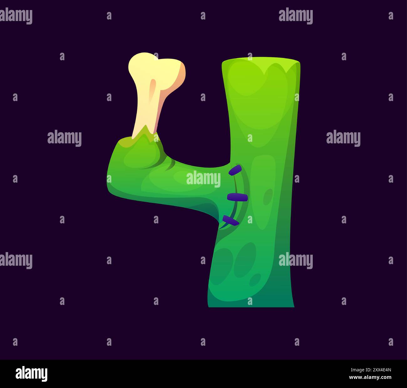 Number four Halloween font, cartoon evil type, funny scary typeface ...