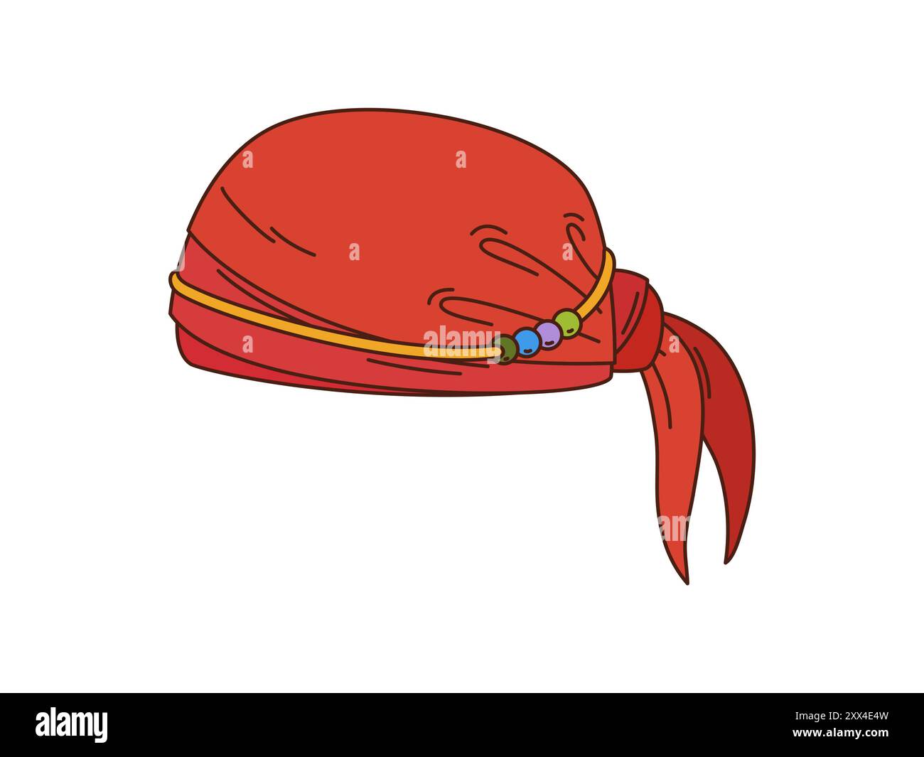 Pirate bandana, retro cartoon groovy corsair red textile headwear with ...