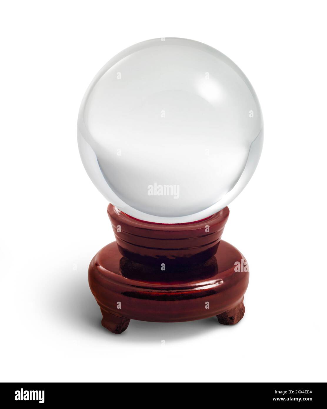 Clear crystal ball and stand isolated in white back with shadow Stock ...