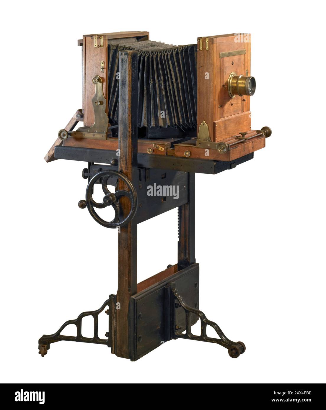 Studio shot of historic wooden camera isolated in white back hi-res ...